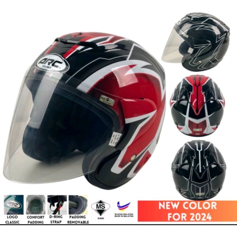 ARC RITZ Flash Topi Keledar/Helmet Flash Hitam/Flash Merah | Shopee ...
