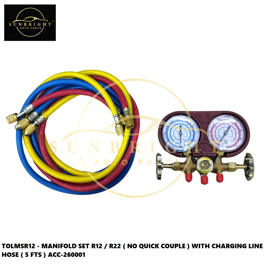 MANIFOLD SET R12 / R22 ( NO QUICK COUPLE ) WITH CHARGING LINE HOSE ( 5 ...