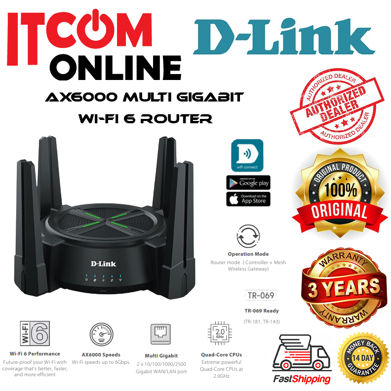 D-LINK DIR-X6080Z WIFI 6 DUALBAND GIGABIT AX6000 2.5G*2 ROUTER | Shopee ...