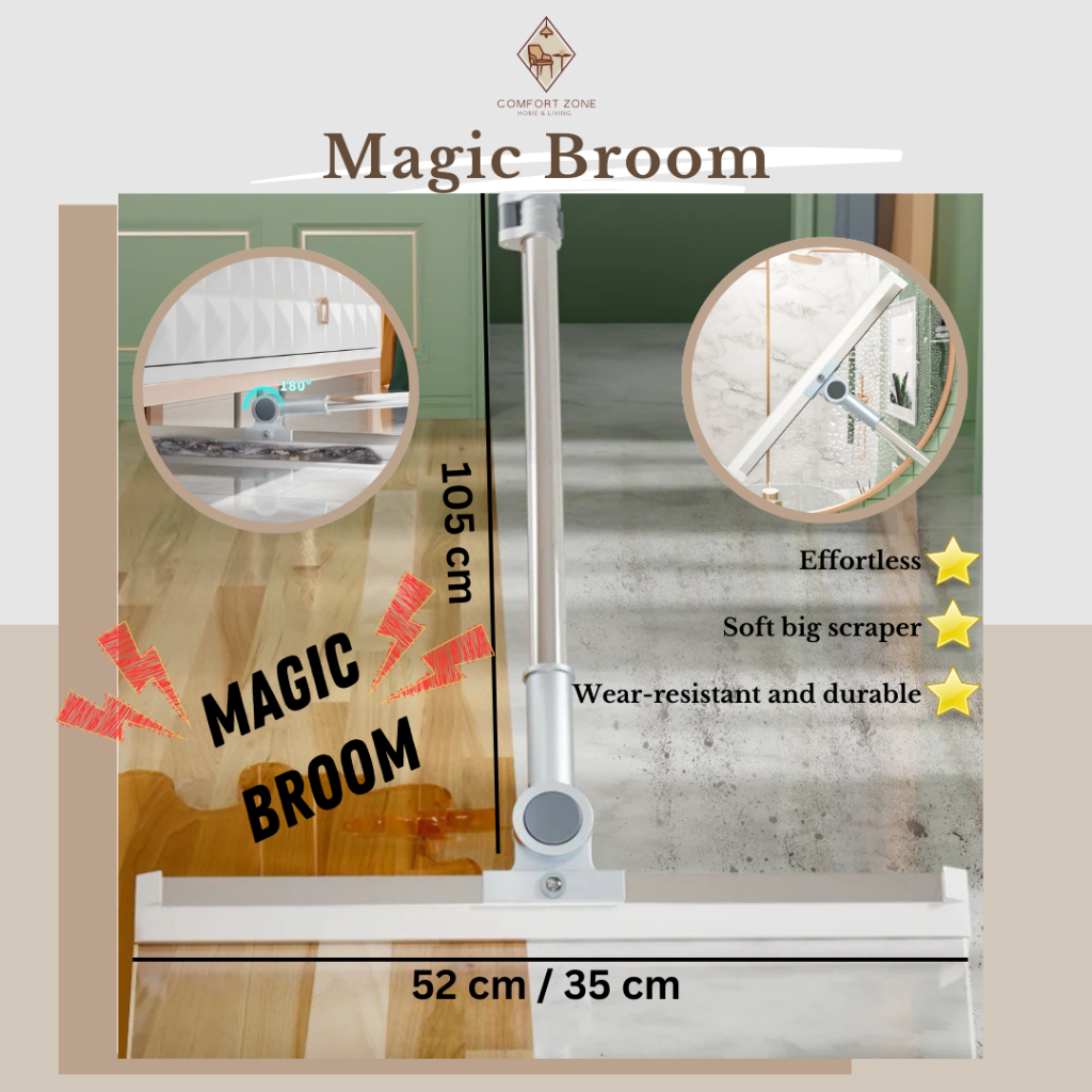 [𝐑𝐞𝐚𝐝𝐲 𝐒𝐭𝐨𝐜𝐤] Magic Broom & Scraper Hair Cleaner Sweeper Floor Cleaner ...