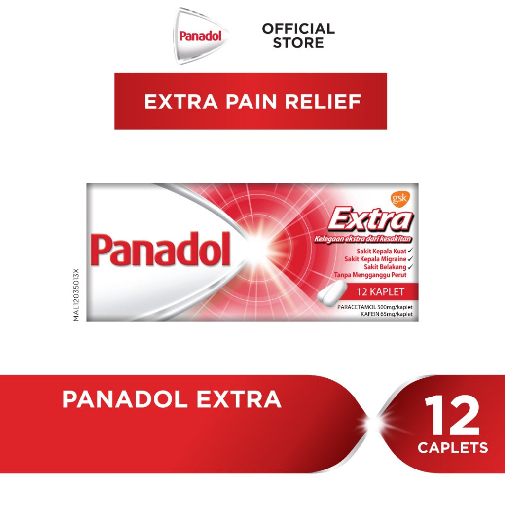Panadol Extra Caplet Pain Killer for Extra Pain Relief (12's) | Shopee ...