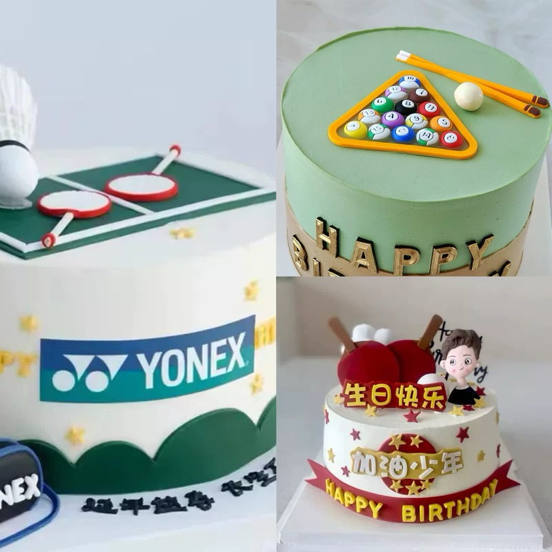 Badminton Snooker Ping-pong Table Tennis Sport Birthday Cake Topper ...