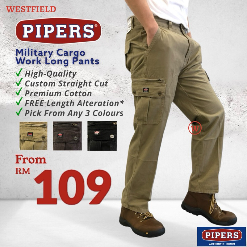 🔥New Arrivals🔥 Pipers Men’s Straight Cut Military Cargo Work Long Pants ...