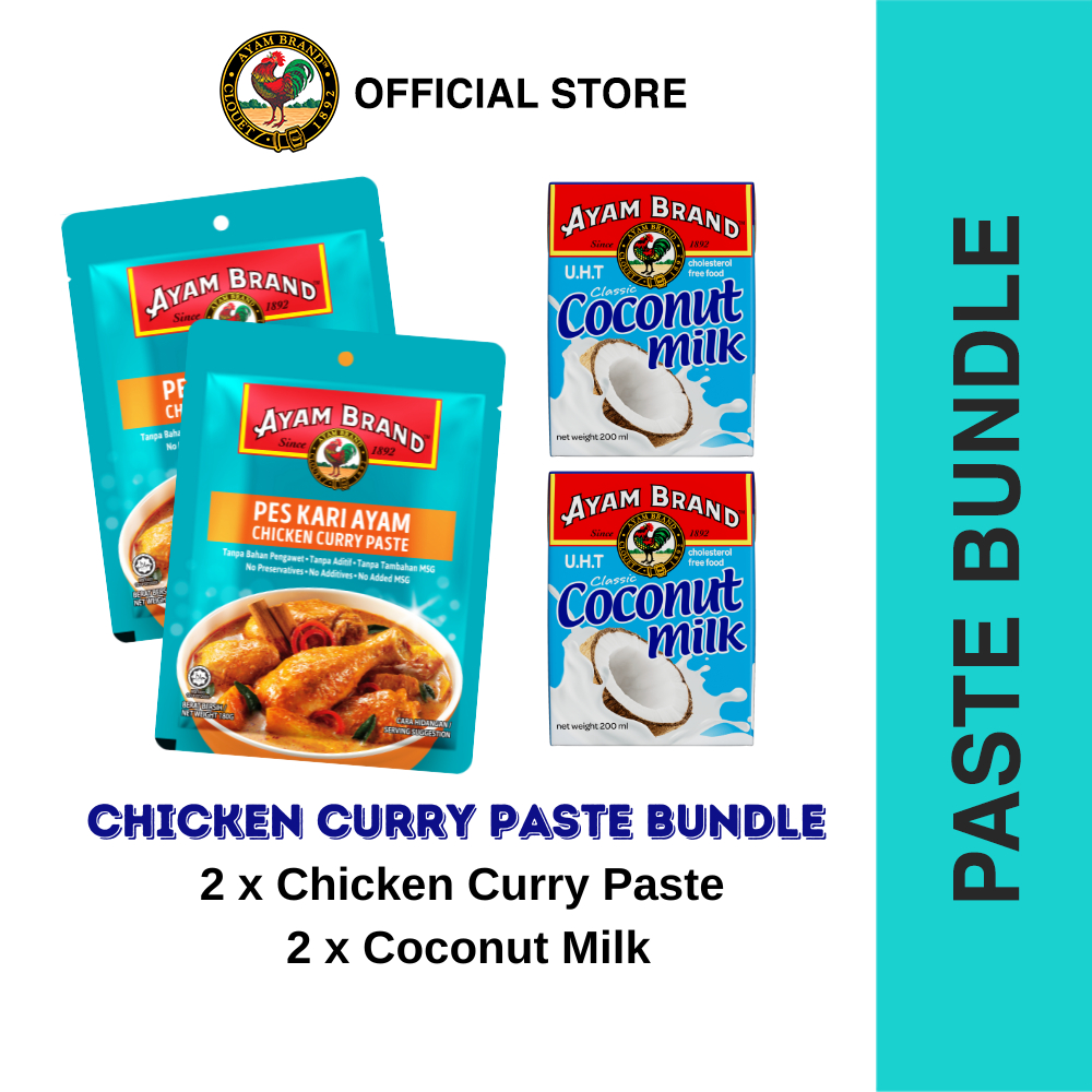 Ayam Brand Chicken Curry Paste Bundle (2 x Chicken Curry Paste + 2 x Coconut Milk Classic ...