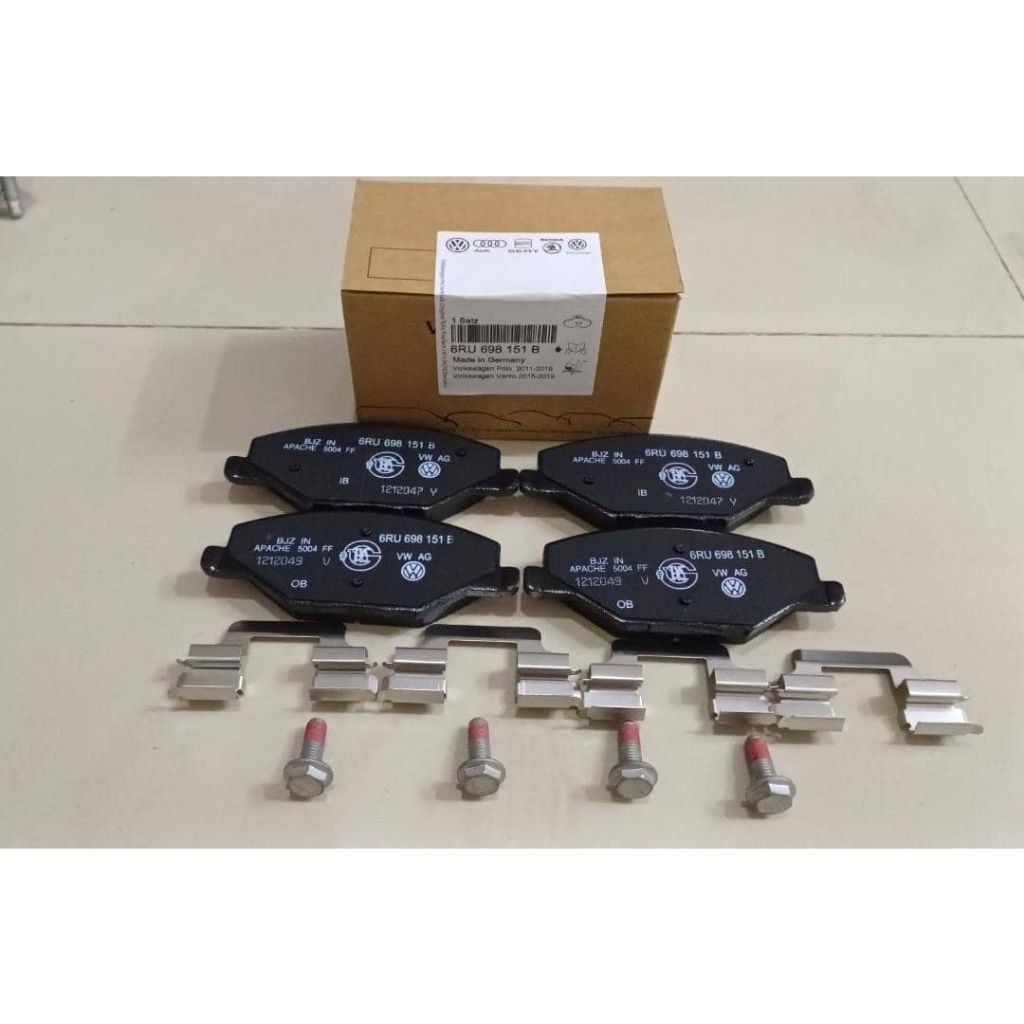 6RU698151B GENUINE FRONT BRAKE PAD WITH CLIP AND SCREW VOLKSWAGEN POLO ...