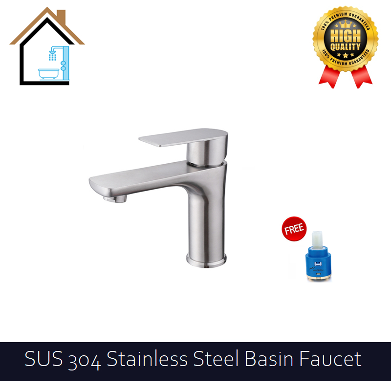 SUS 304 Stainless Steel Single Lever Bathroom Faucet Basin Mixer Tap ...