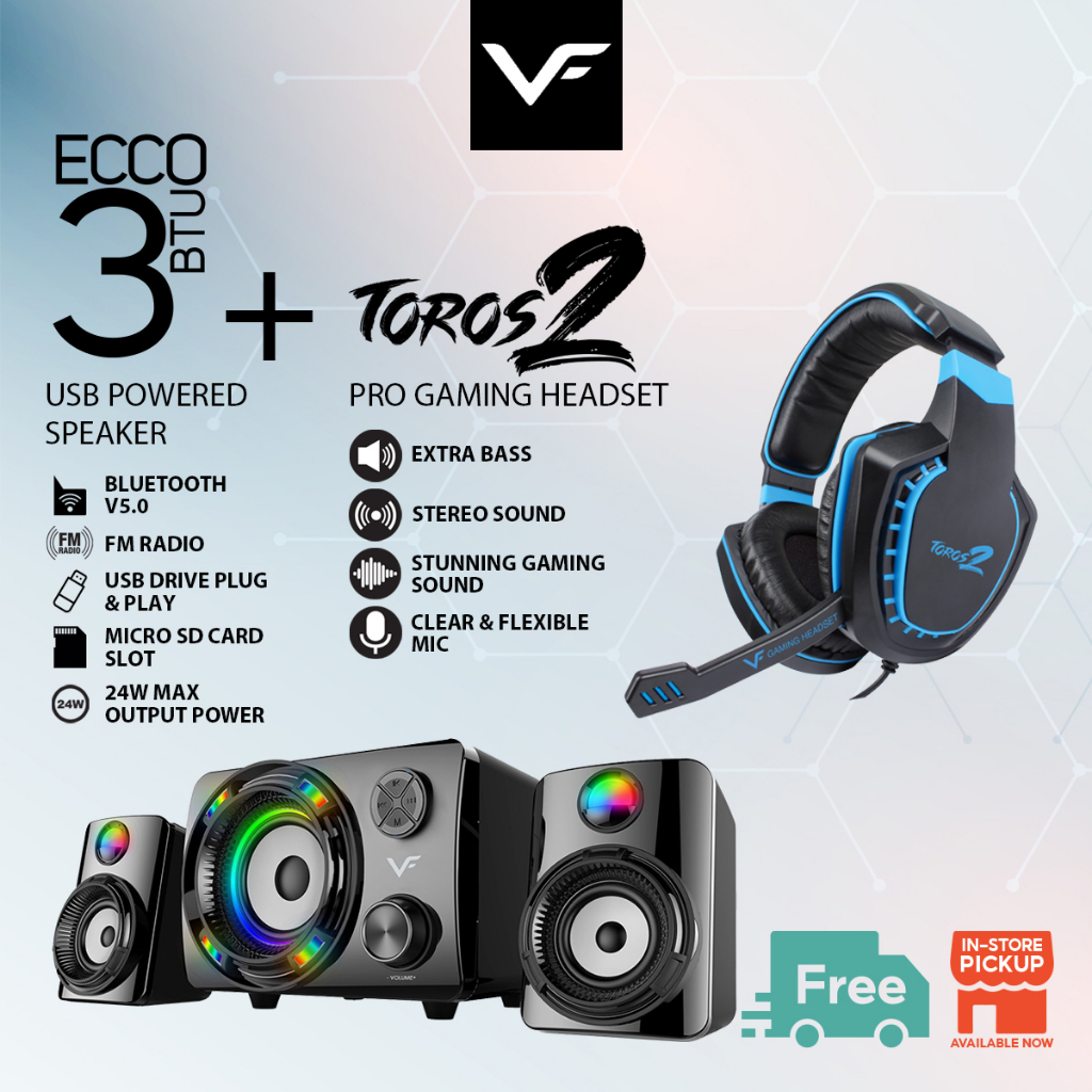 Vinnfier ECCO 3 BTU 2023 Version Bluetooth Stereo 2.1 Speaker Combo ...