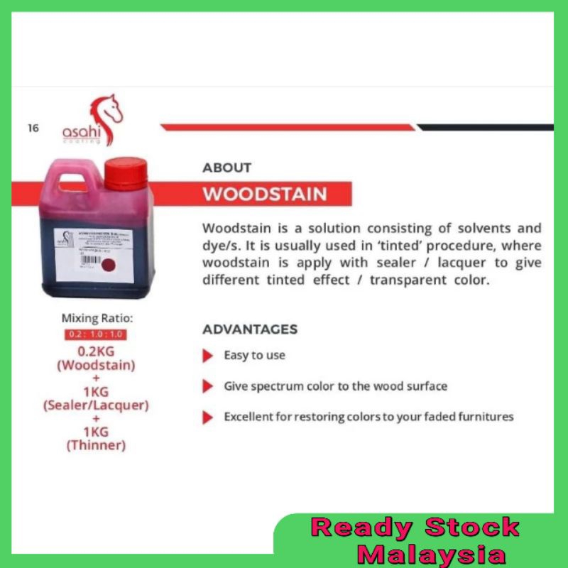 Wood Stain Asahi Wood Work Colour Solution Kayu Papan Colour Stain ...
