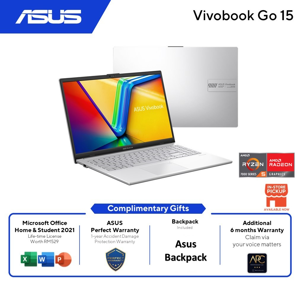 Asus Vivobook Go E1504F-ABQ Laptop (AMD R5-7520U, 16G ram, 512G ssd ...