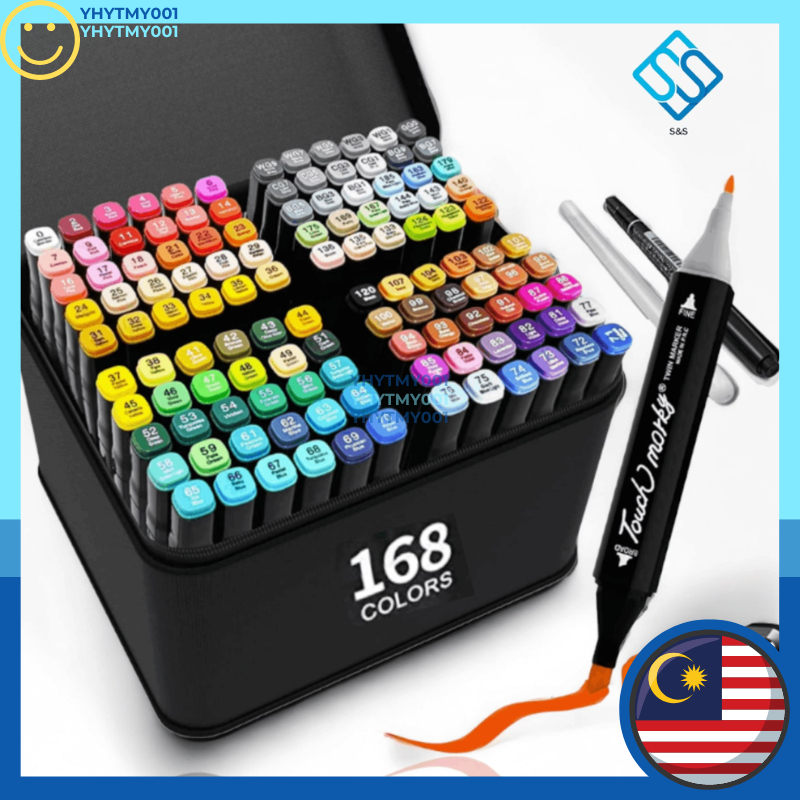 168pcs Touch Colours Graphic Art Twin Tip Marker Pen Set Color Dual ...