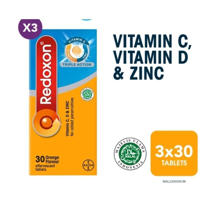 Redoxon Triple Action Vit C, D & Zinc Effervescent Tablet Orange ...