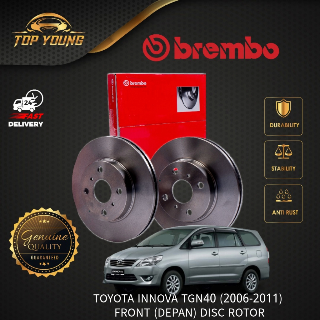 BREMBO TOYOTA INNOVA TGN40 [2006~2011] FRONT ( DEPAN ) DISC ROTOR BRAKE ...