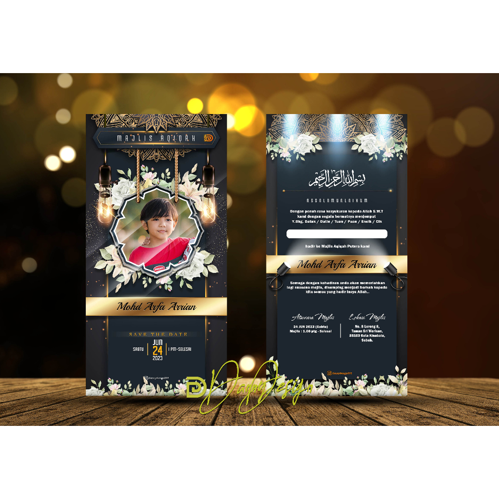 Kad Aqiqah / Kad Undangan / Kod No KA005 | Shopee Malaysia