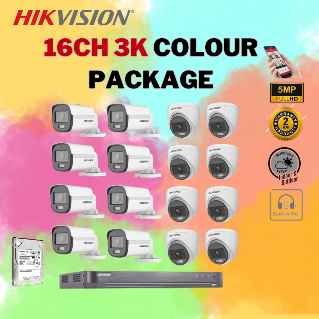 HIKVISION CCTV SET (World No.1) 16CH 3K ColorVu iDS-7216HUHI-M2/X/DS ...