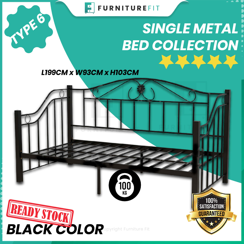 SUPER HEAVY DUTY FurnitureFit SINGLE METAL BED COLLECTION Katil Besi ...