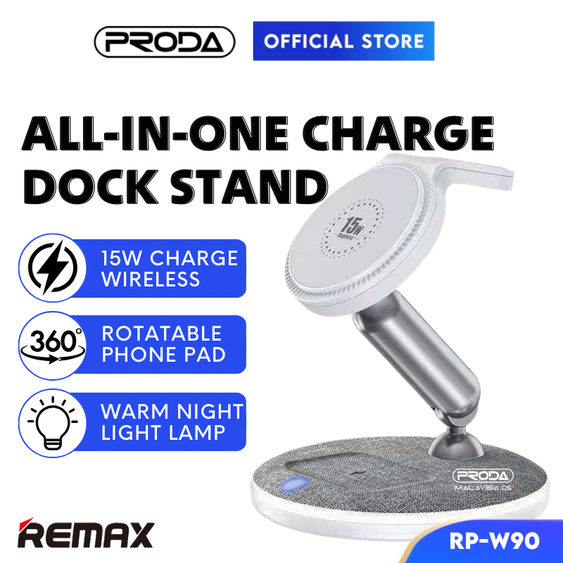 REMAX Magnetic Wireless Charging Dock 15W Fast Charging RP-W90 3 In 1 ...