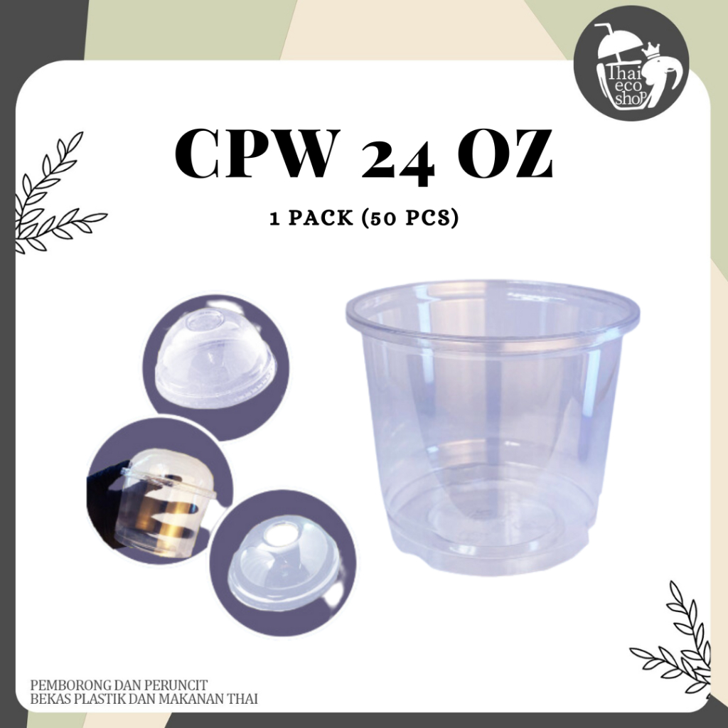 Cup CPW Bekas Plastik Bingsu Thailand 24oz inc penutup dome 50pcs ...