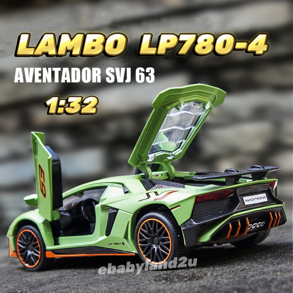 Die Cast 1:32 Lambo SVJ Pull Back Vehicle Models With Lights And Sound ...