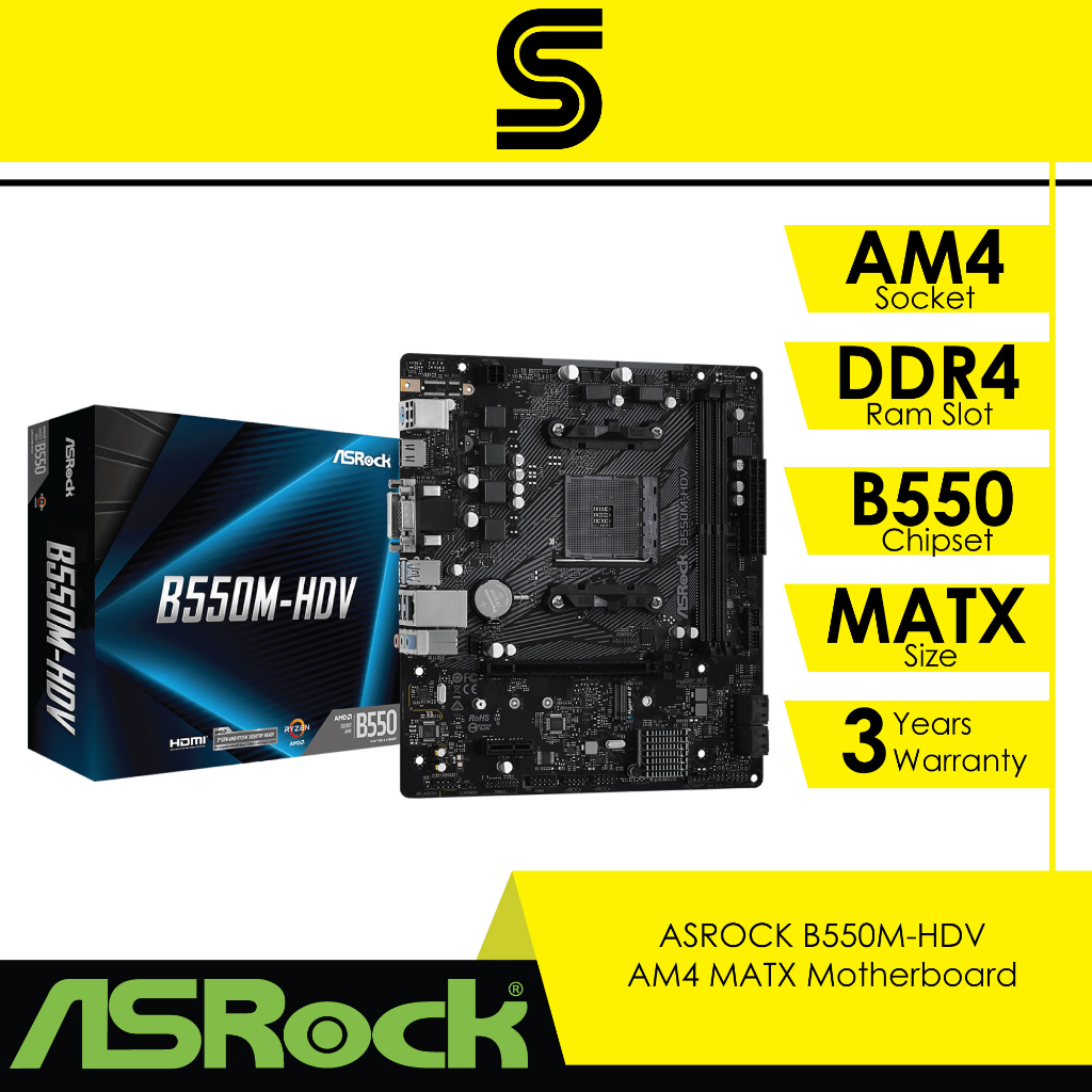 ASROCK B550M-HDV - AM4 MATX Motherboard Bundle with AMD Processor ...