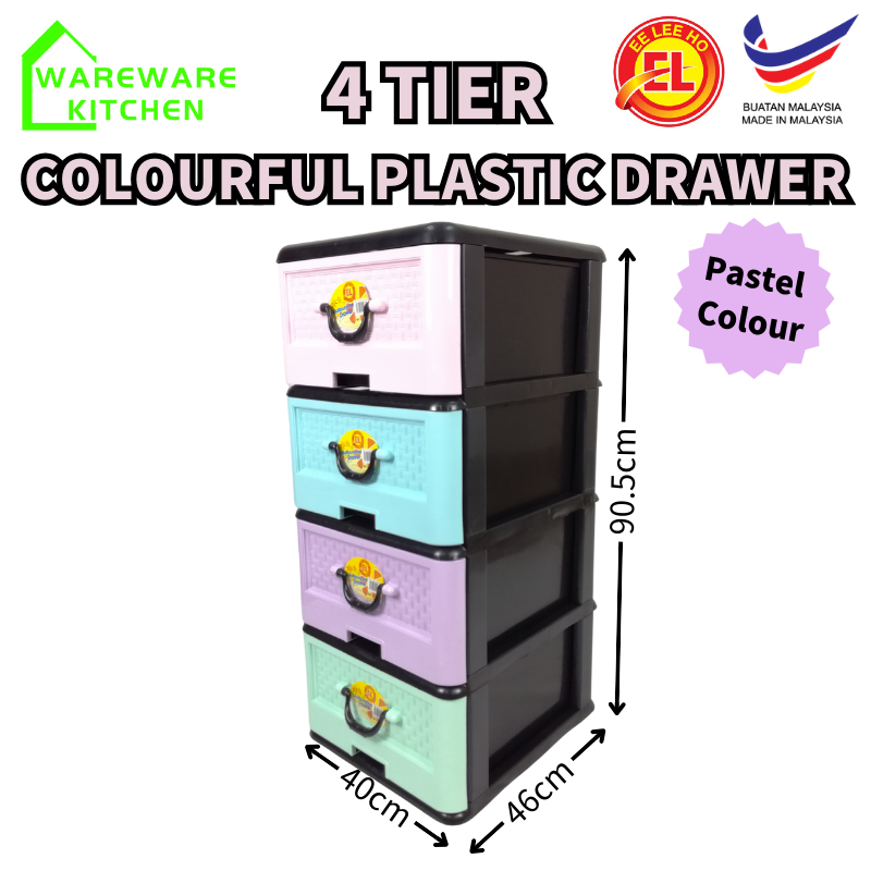 4 Tier Plastic Drawer Plastic Cabinet Plastic Storage with Handle Laci ...