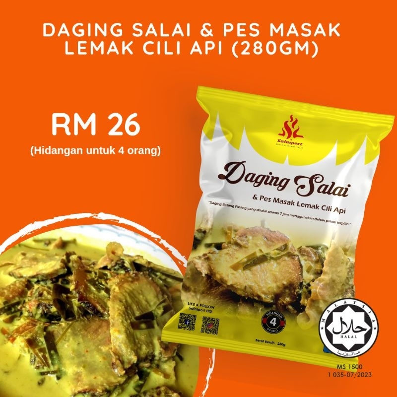 DIJAMIN HALAL JAKIM! SALAIPORT 280gm Daging Salai dan Pes Masak Lomak ...