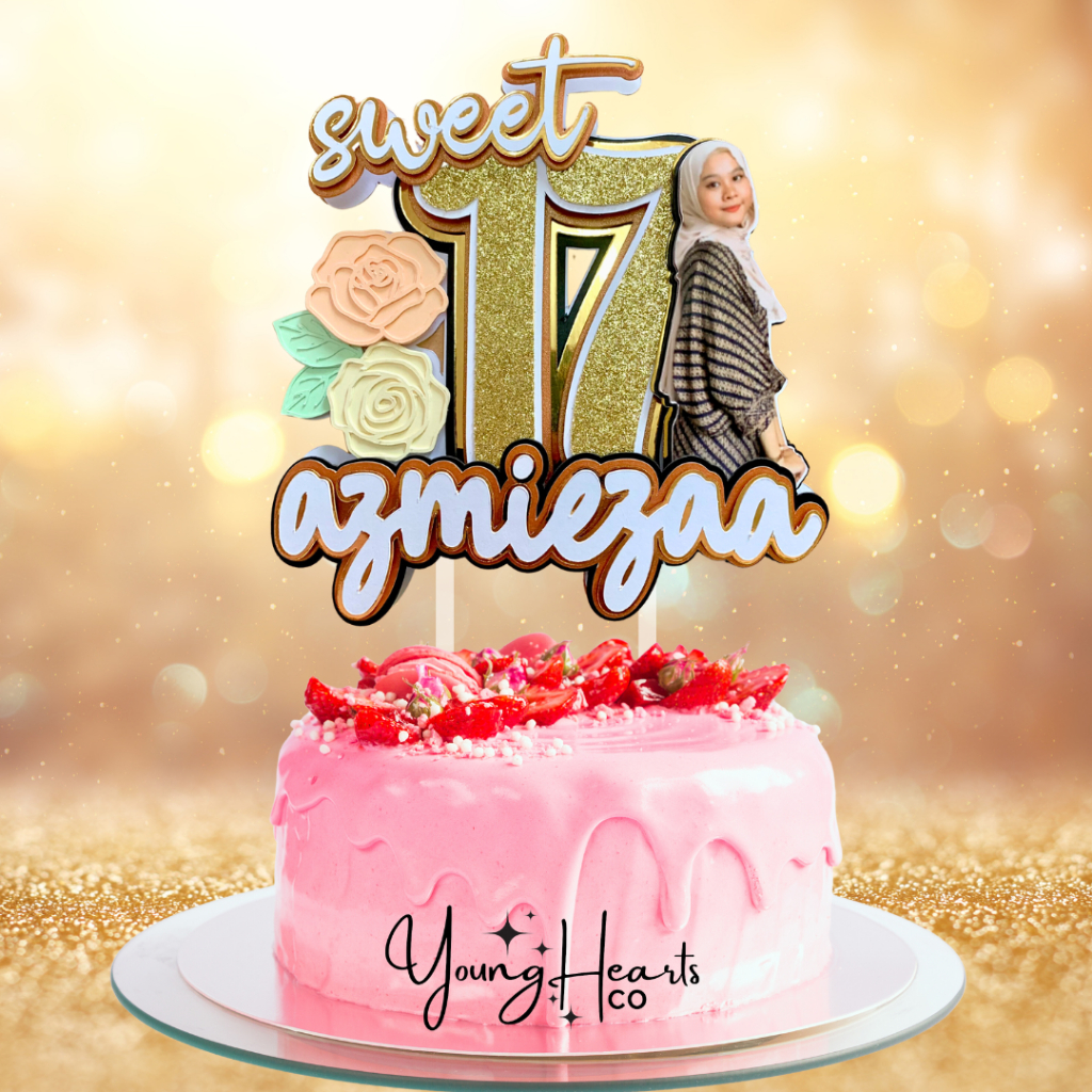 Flower Floral Custom Cardstock Cake Topper | Personalize Names & Add ...