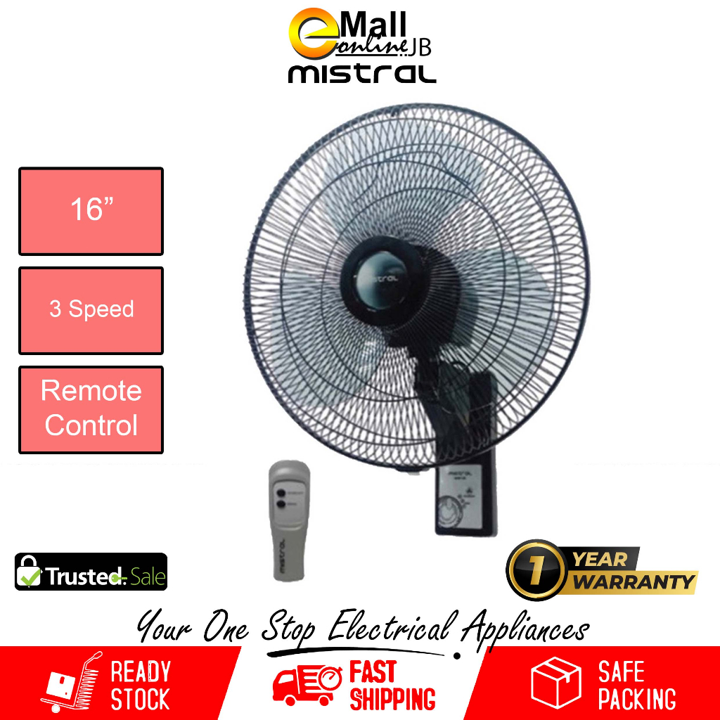 Mistral MWF-16R MWF16R 16" Wall Fan With Remote Control | Shopee Malaysia