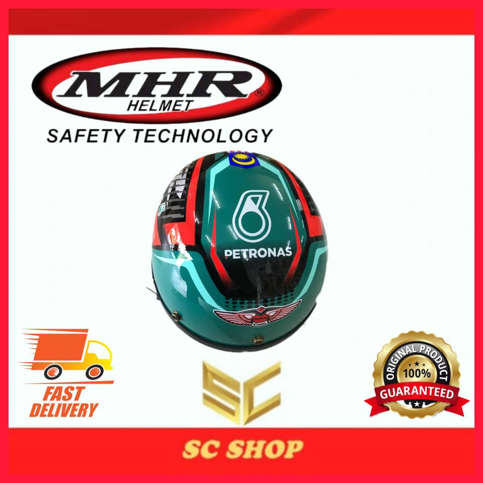 MHR HALF CUT HELMET NEW SPECIAL CORAK DESIGN TURTLE/PETRONAS/SUNMOON ...