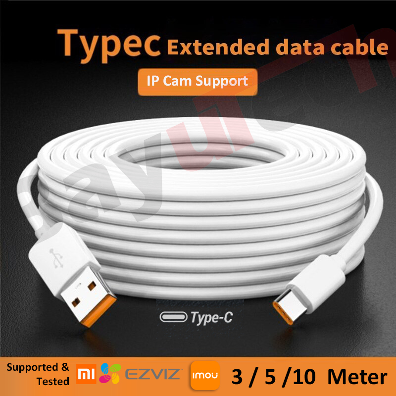 3m 5m 10m USB TYPE-C Extension Android Charge Cable For CCTV, Ezviz H1C CB1 EB8 4G | Shopee Malaysia