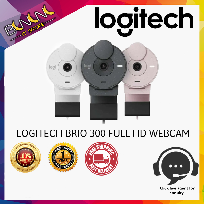 Logitech Brio 300 Full HD Webcam with Privacy Shutter, Noise Reduction ...
