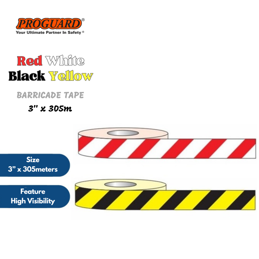 76mm x 305m Non-Printed PVC Hazard Warning Barrier Tape/ Non-Adhesive Red/White or Black/Yellow ...