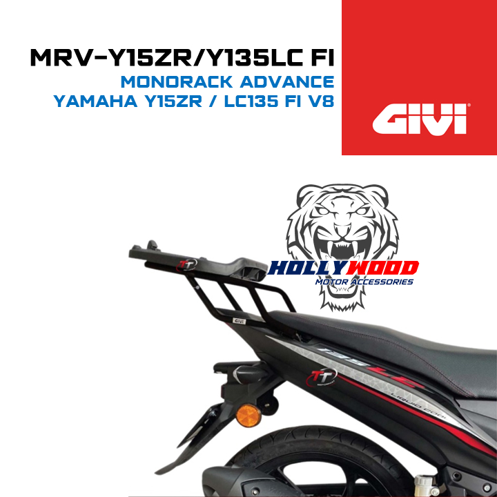 GIVI MONORACK EXTREME HEAVY DUTY ADVANCE RACK FOR ALL PVC TOP BOX ALLUMINIUM LC135 Y15 RS RSX ...