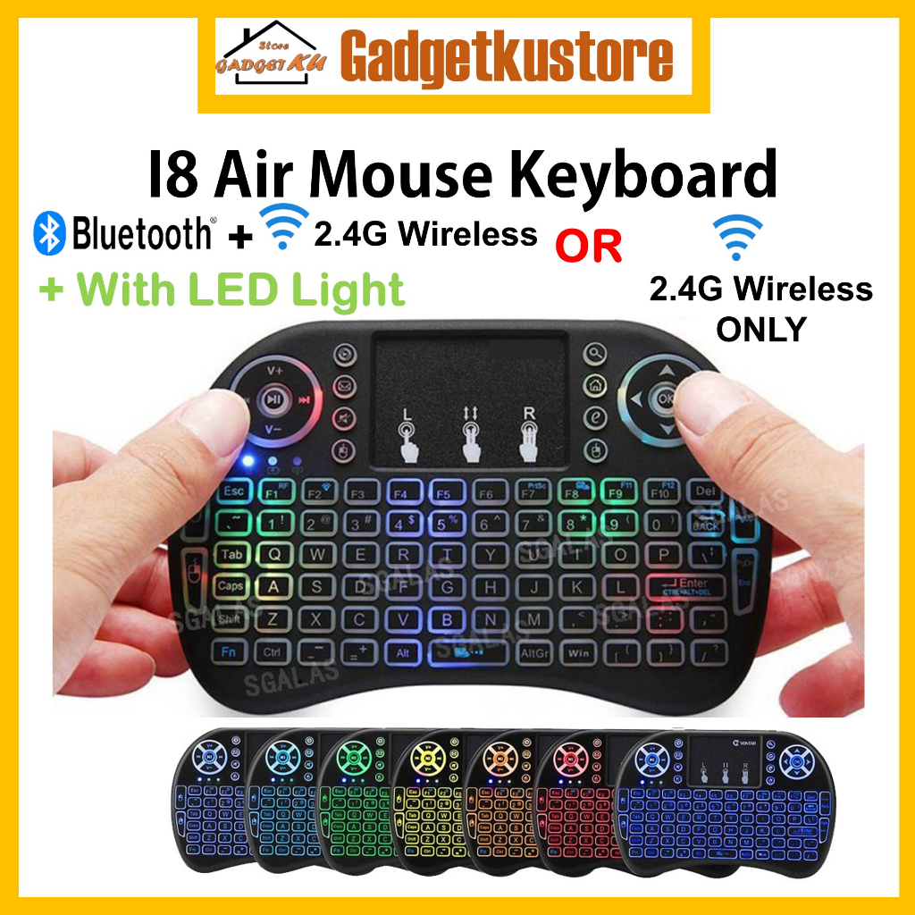 i8 Rechargeable Wireless Bluetooth+USB mini keyboard air mouse Touchpad ...