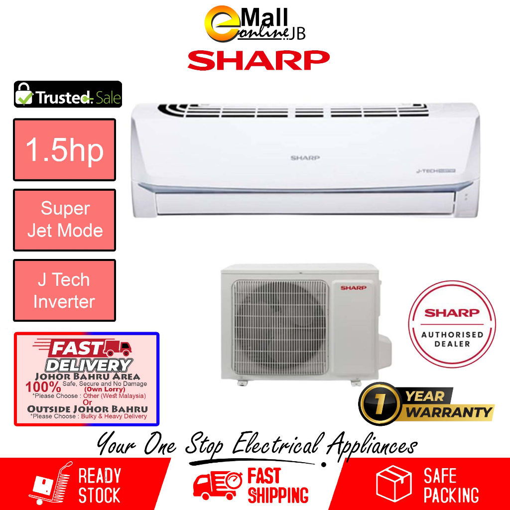 SHARP AHX12VED2 - 1.5HP J-Tech Inverter Split Air Conditioner R32 ...