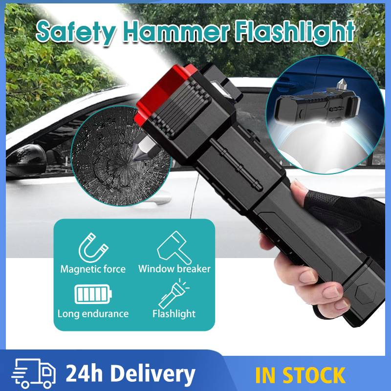 💥Portable Safety Hammer Flashlight Strong Light Multi-Functional LED ...