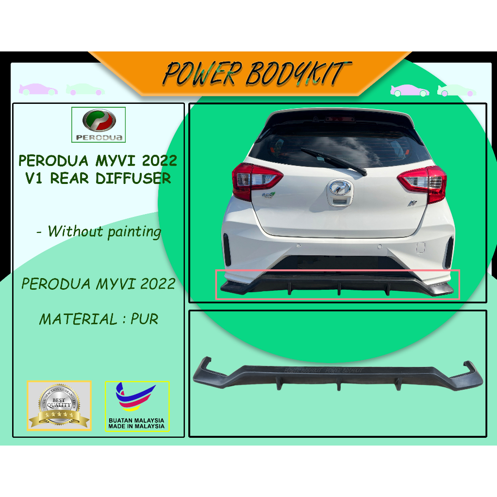 READY STOCK Perodua Myvi 2022-2024 Facelift GEN 3 V1 Rear Diffuser 2022 ...