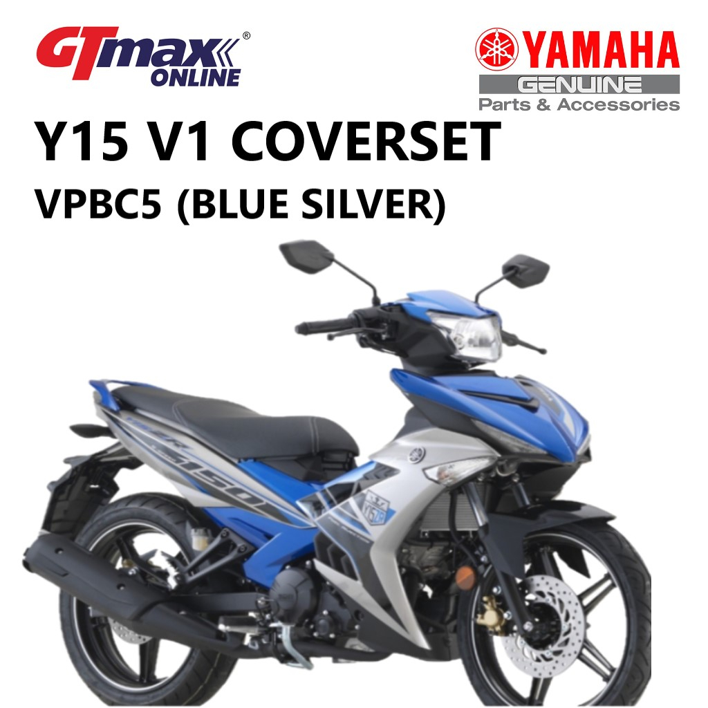 COVERSET Y15 V1 Y15ZR YSUKU V1 BODYSET YAMAHA ORIGINAL HLY BIRU SILVER VPBC5 (BLUE SILVER) HONG ...
