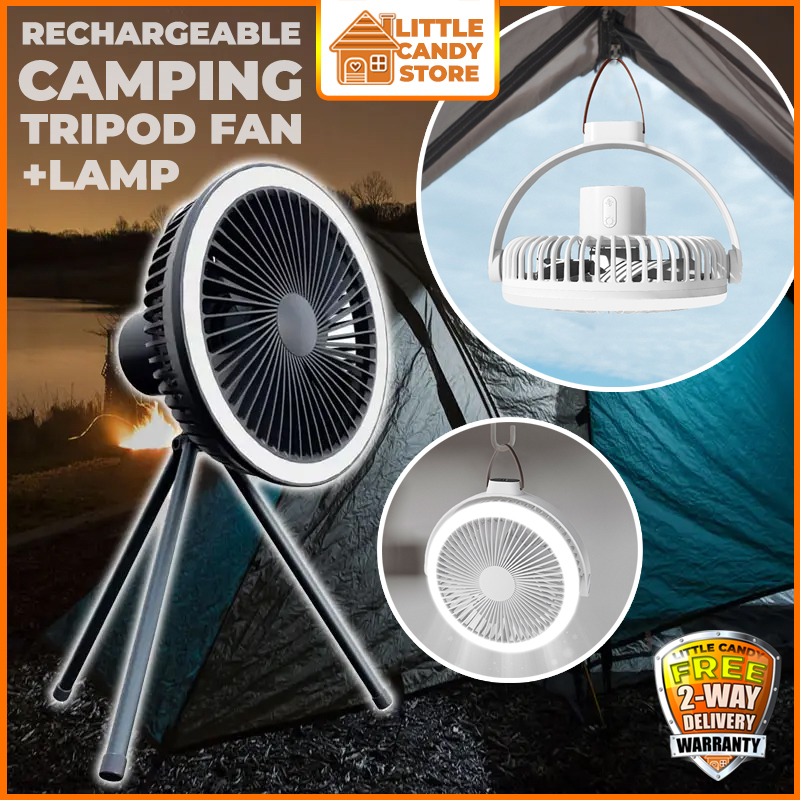 Tripod Camping Fan Portable Kipas Berdiri Outdoor Stand Fan USB ...