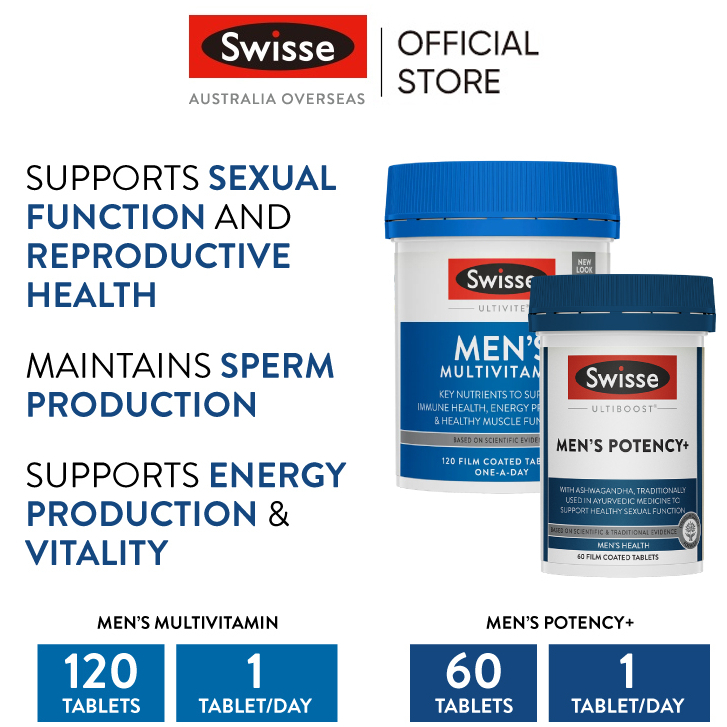 Swisse Men's Charisma Duo Pack (Men's Multivitamin 120 Tablets & Men's Potency+ 60 Tablets ...