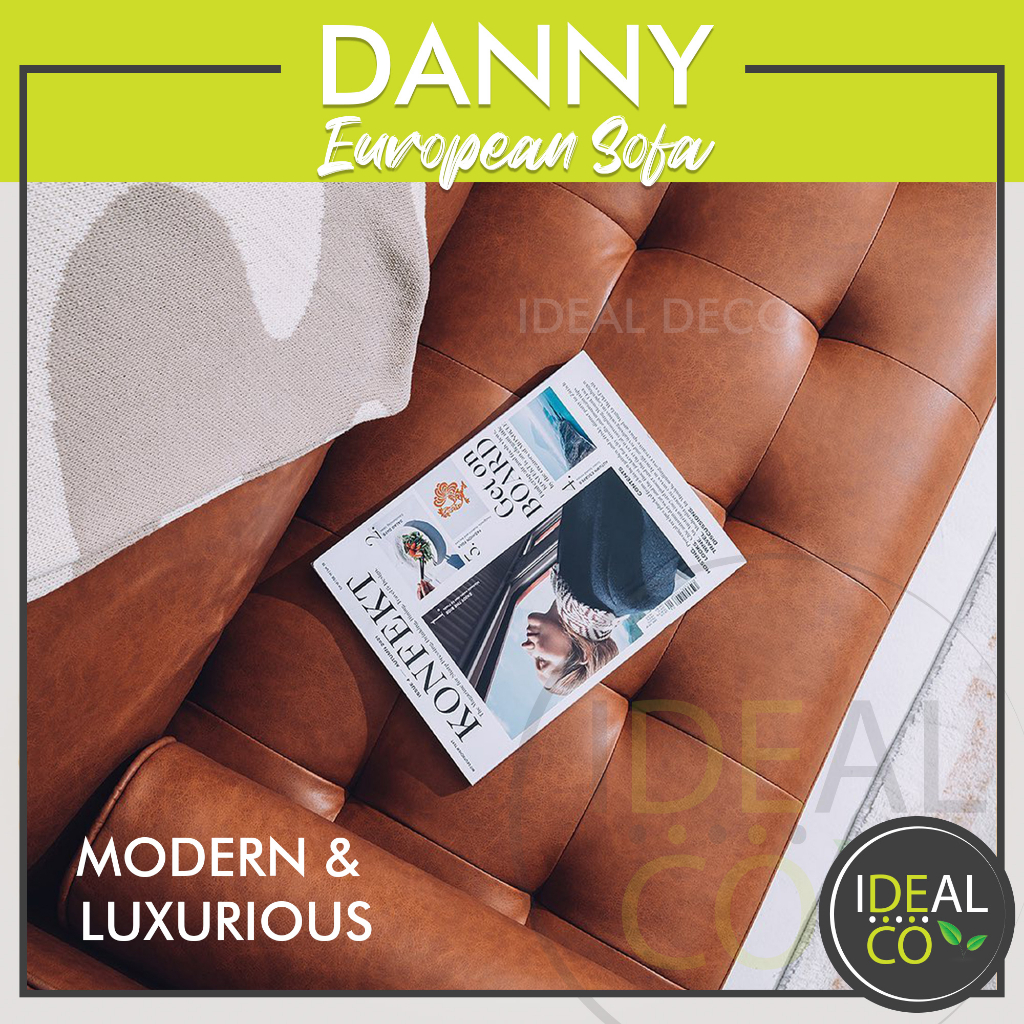 ( FREE Delivery + Free Gift ) Danny Sofa : Leather Look Fabric Solid ...