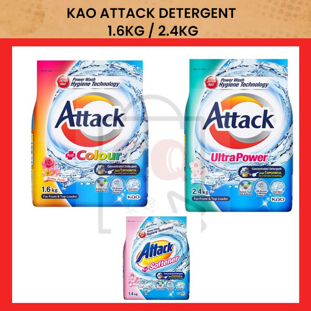 KAO Attack powder detergent power / color 1.6kg or 2.4kg | Shopee Malaysia
