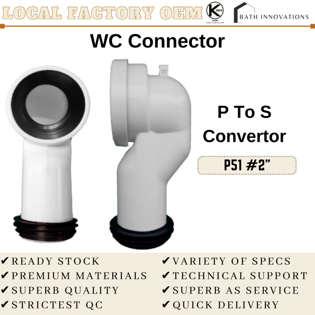 P to S WC Convertor & Traps (2") / Tandas Convertor P ke S Pipe & Traps ...