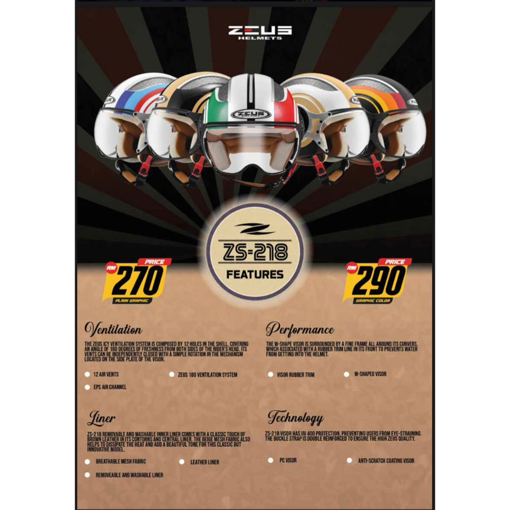 ZEUS Helmet ZS218 Pearl White Matt Black Metalic Black | Shopee Malaysia