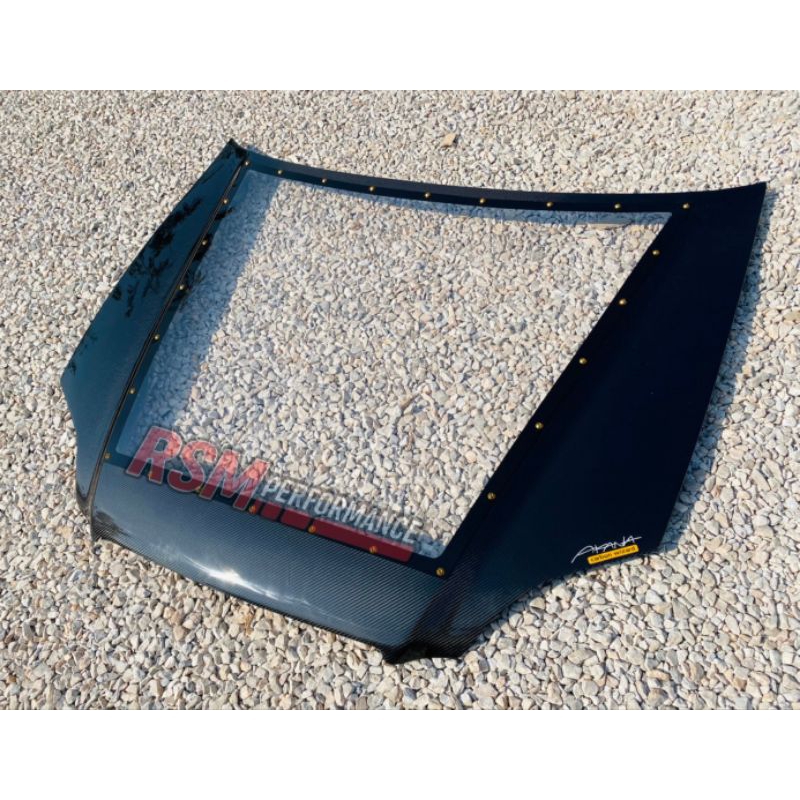akana carbon fiber with transparent bonet honda civic ek ek4 ek99 ek9 ...