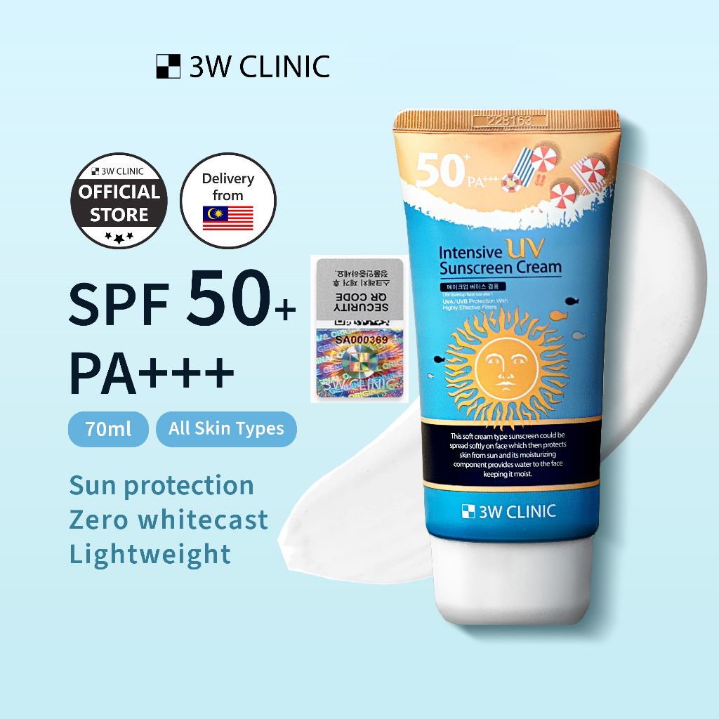 3W CLINIC Sunscreen Sunblock Intensive UV Cream Sunblock SPF50+ PA ...