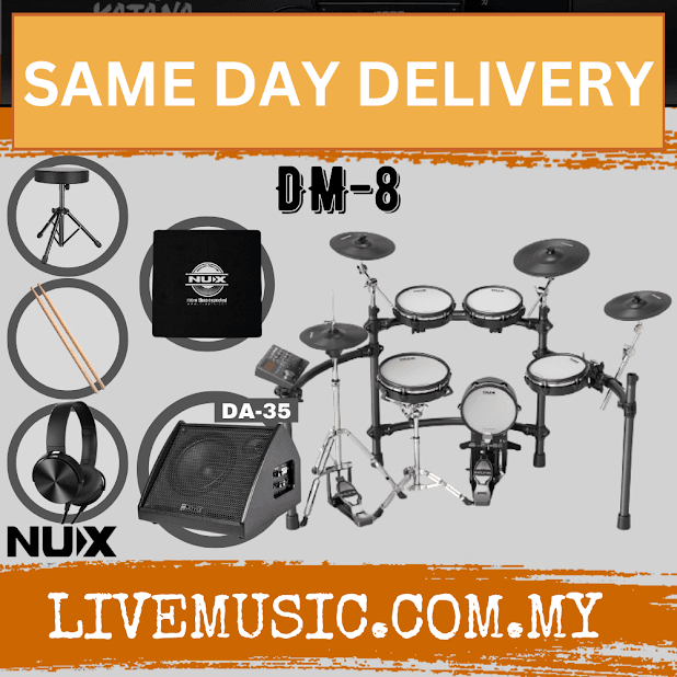 *SAME DAY DELIVERY* NUX DM-8 5 Piece Professional Digital Electronic Drum Set With Nux Amplifier ...