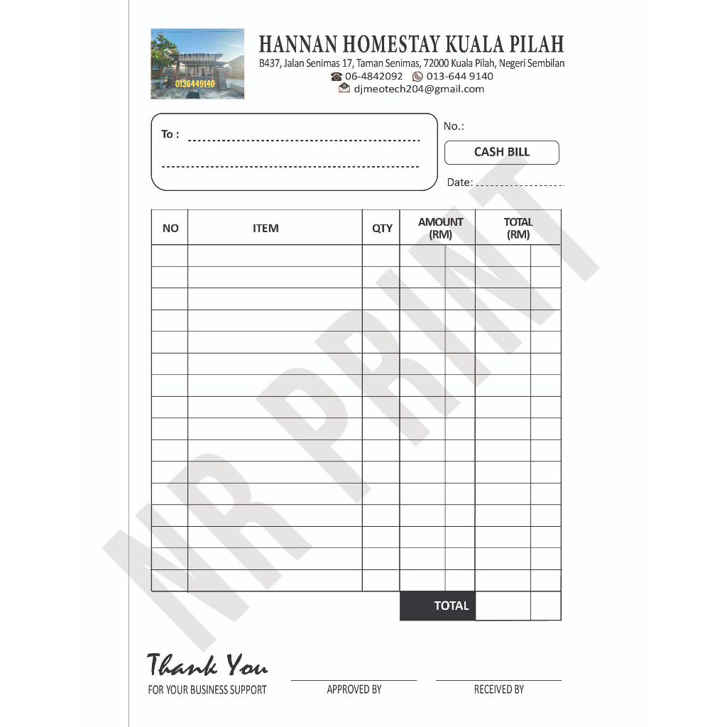 BUKU RESIT BILL INVOICE CUSTOM (1 PUN BOLEH) | Shopee Malaysia
