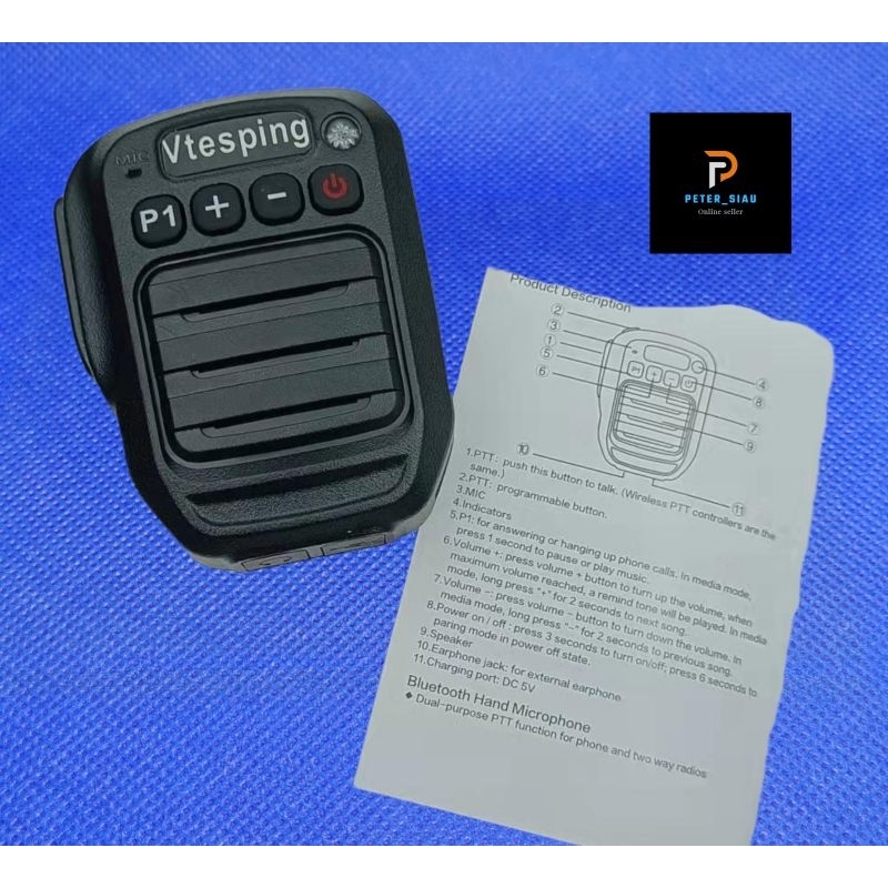 Wireless Bluetooth Zello Microphone speaker (Android & ios & zello ...