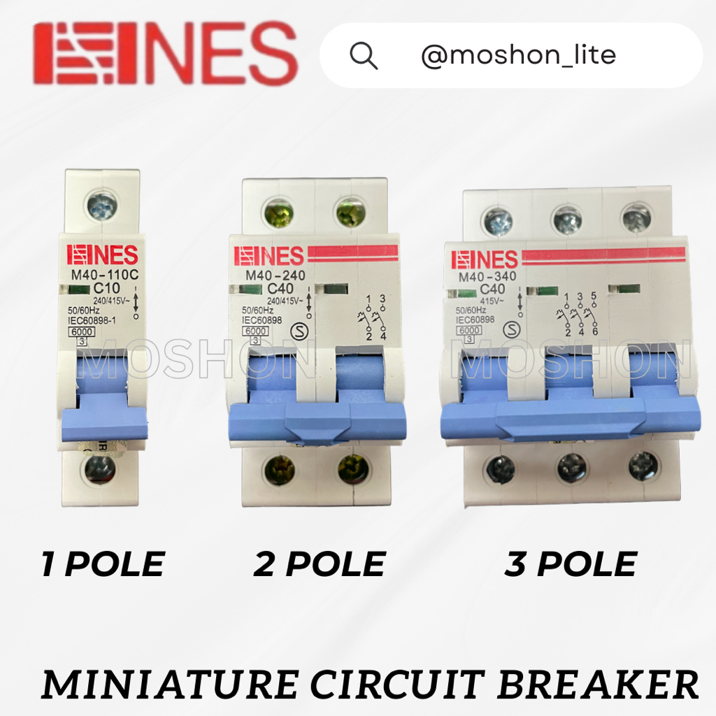 NES MCB Miniature Circuit Breaker 1 POLE, 2 POLE, 3 POLE 6KA 6A 10A 16A ... NES MCB Miniature Circuit Breaker 1 POLE, 2 POLE, 3 POLE 6KA 6A 10A 16A ...