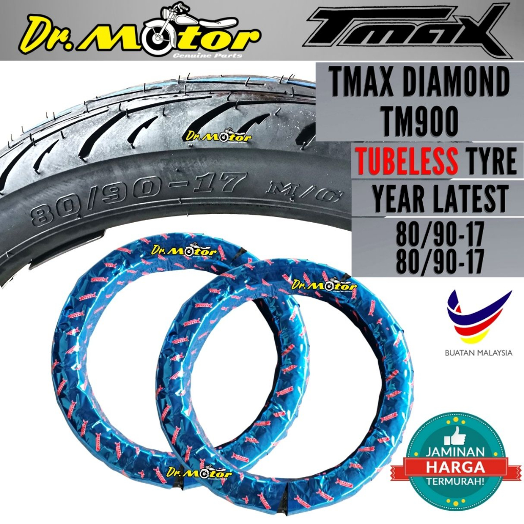 Tmax Diamond Tyre Tubeless Tayar Tire TM818 TM100 TM 900 TT9 70/90-17 ...